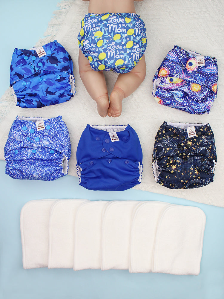POCKET DIAPER 3.0 WITH INSERTS - 6 PACK(A-Dreamy Sky) – Mama Koala