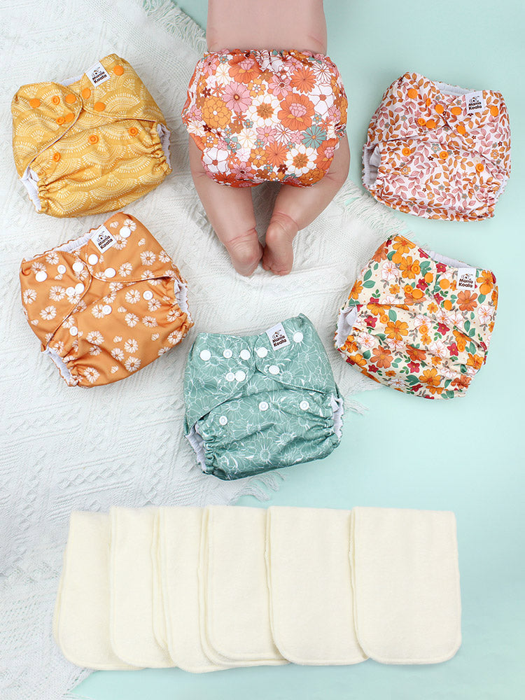 POCKET DIAPER 3.0 WITH INSERTS - 6 PACK(Little Daisies) – Mama Koala