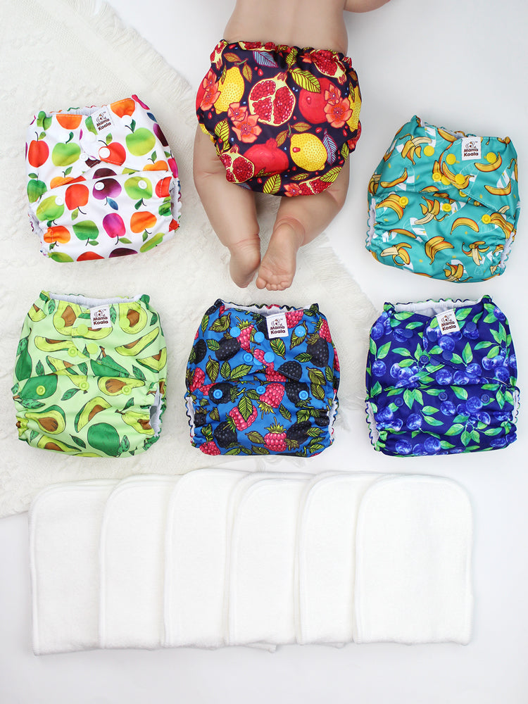 POCKET DIAPER 3.0 WITH INSERTS - 6 PACK(Fruit Meeting) – Mama Koala